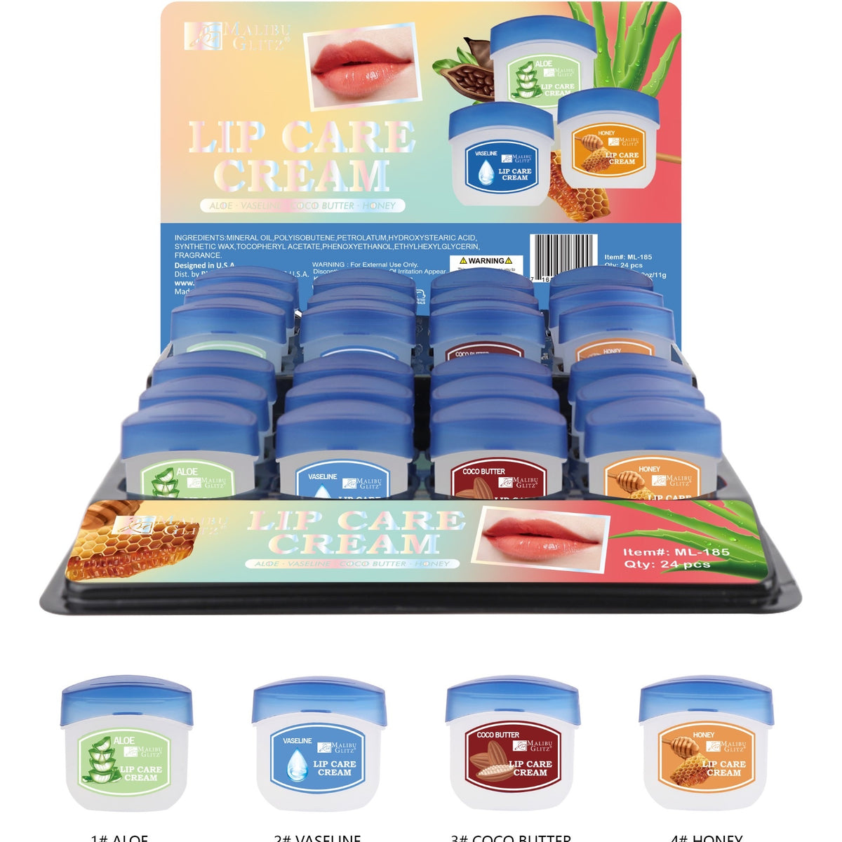 Malibu Glitz Lip Care Cream #ML185 (24PC) – YoungsGA.com : Beauty ...