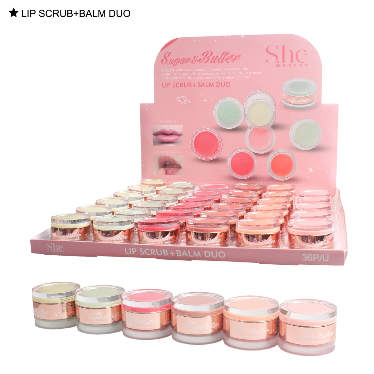She Sugar Butter Lip Scrub + Balm Duo #LSC02 (36PC) – YoungsGA.com ...