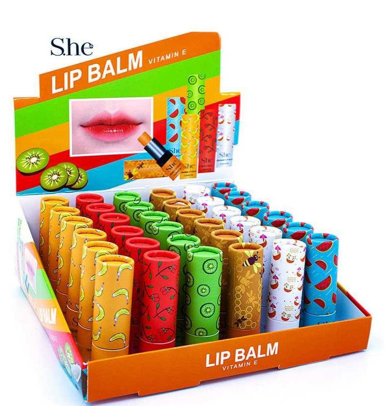 SHE Makeup Assorted Fruit Lip Balm Set #LB418 (36PC) - YoungsGA.com ...